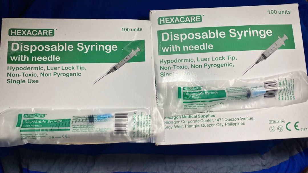 (Hexacare) Disposable Sterile Syringe with needle - 3 cc & 5 cc, Health ...