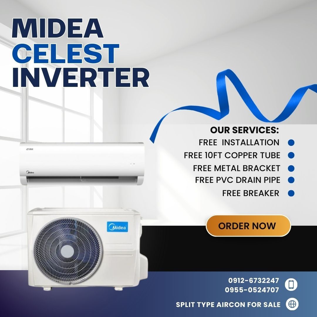 MIDEA CELEST INVERTER SPLIT TYPE AIRCON, TV & Home Appliances, Air ...