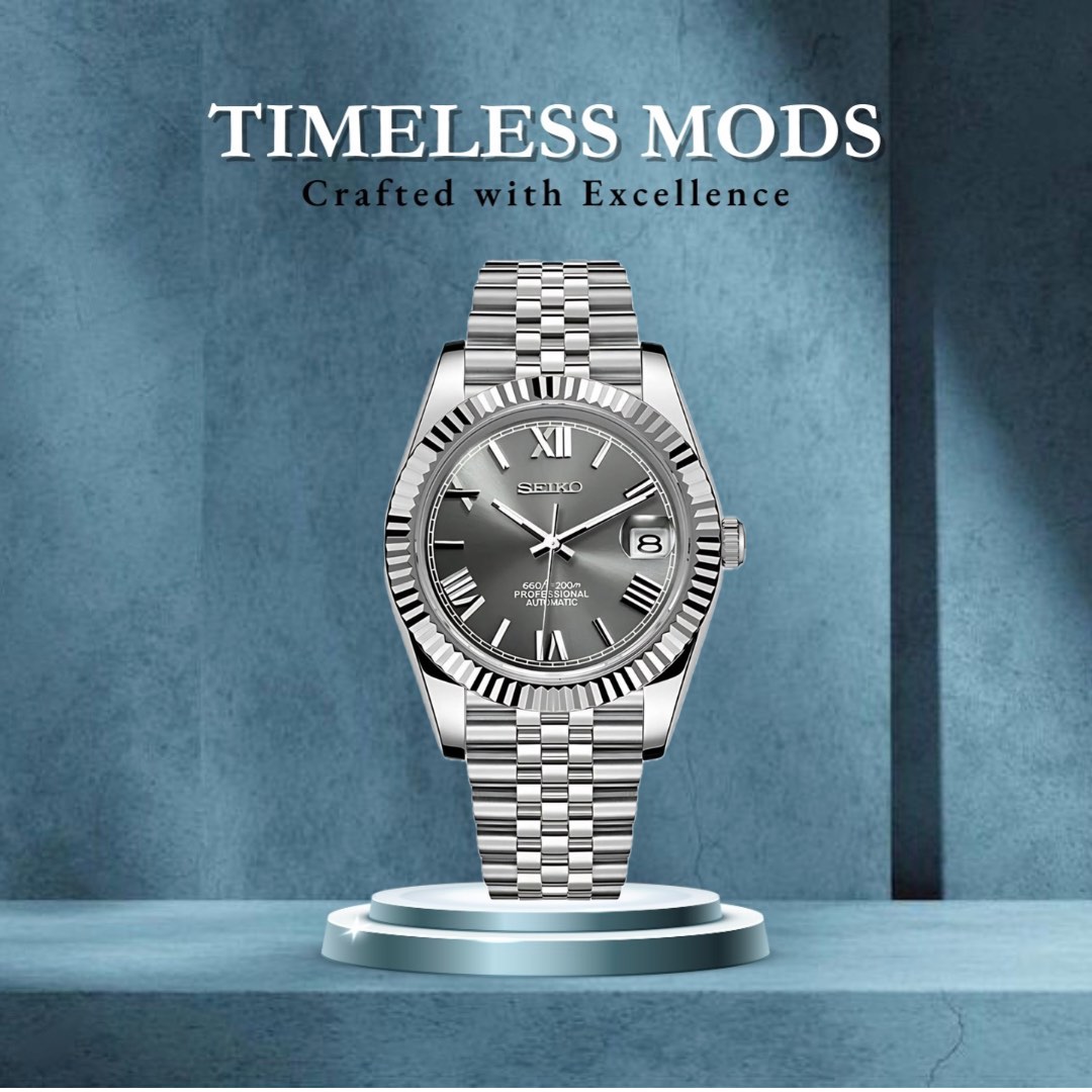 SEIKO MOD DATEJUST GREY ROMANS, Men's Fashion, Watches & Accessories ...