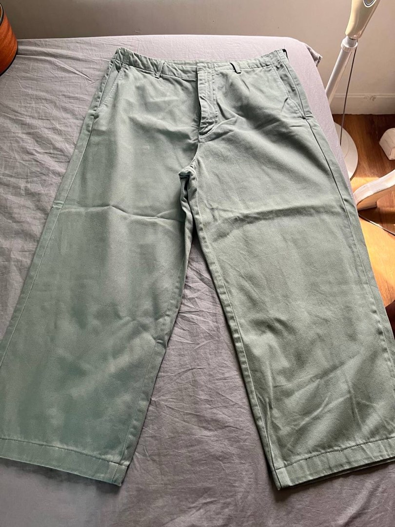 Zara Sage Green Baggy Fit Pants, Men's Fashion, Bottoms, Jeans on Carousell