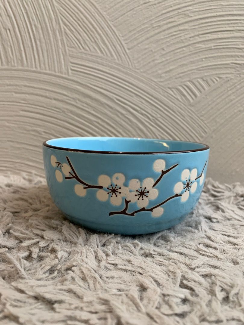 (2 buah) MANGKUK NASI bowl small mini kecil hijau biru bunga mangkok ...