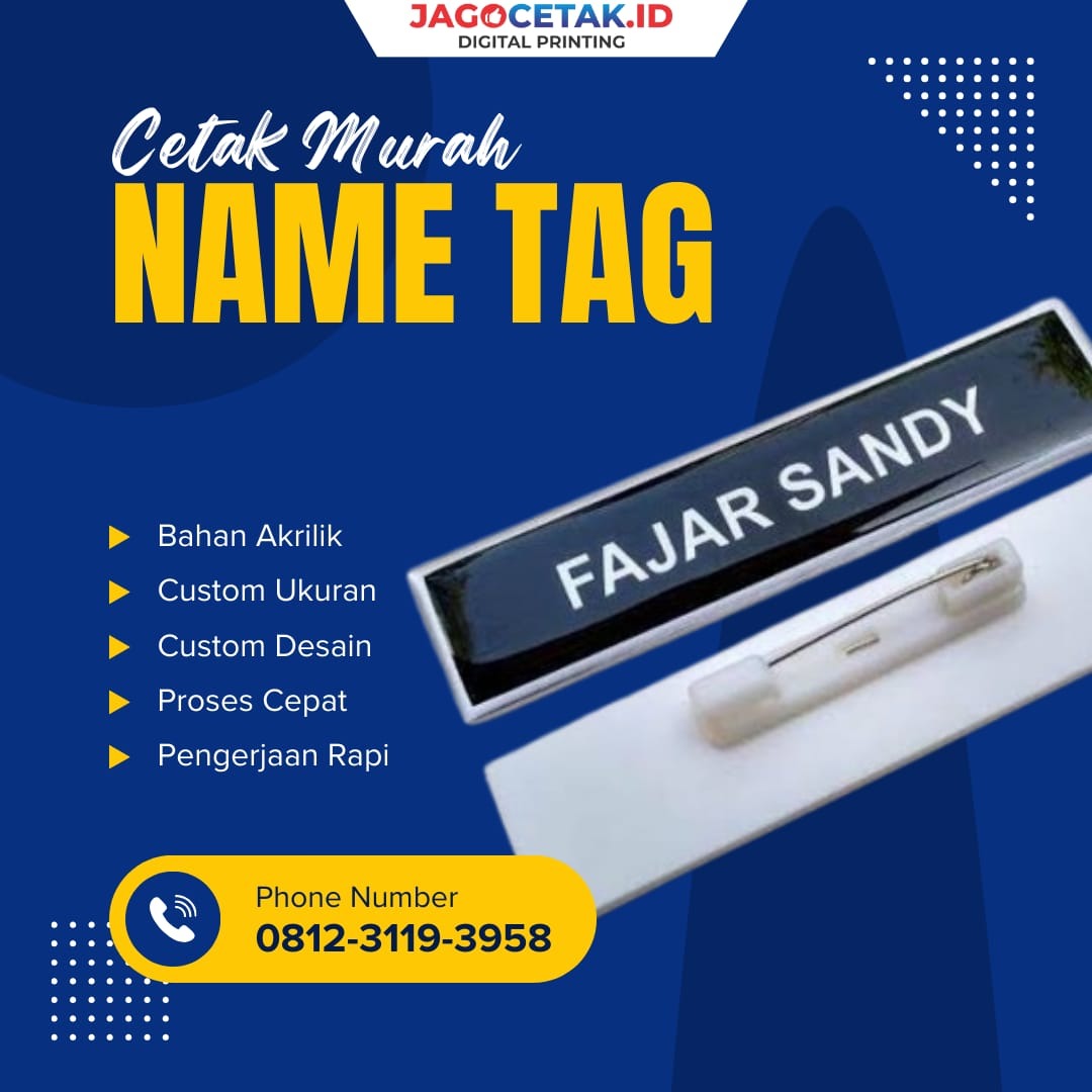 CETAK NAME TAG, Desain & Kerajinan Tangan, Alat & Bahan Kerajinan di ...