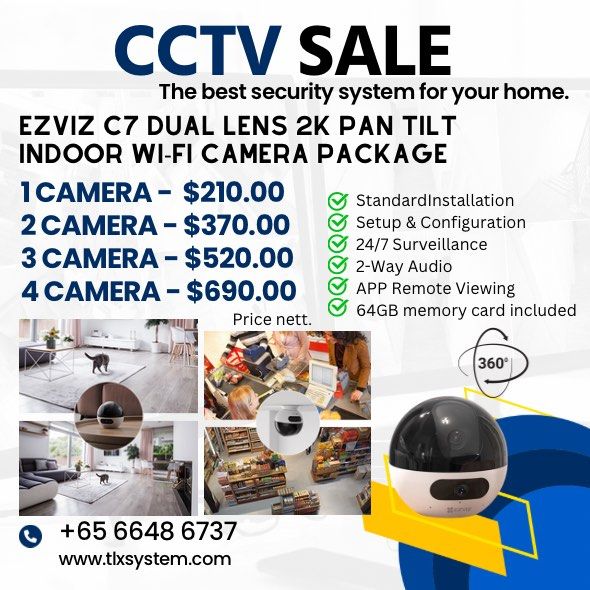 EZVIZ C7 Dual Lens Indoor Pan Tilt Wi-Fi 2.4/5Ghz Camera with standard ...