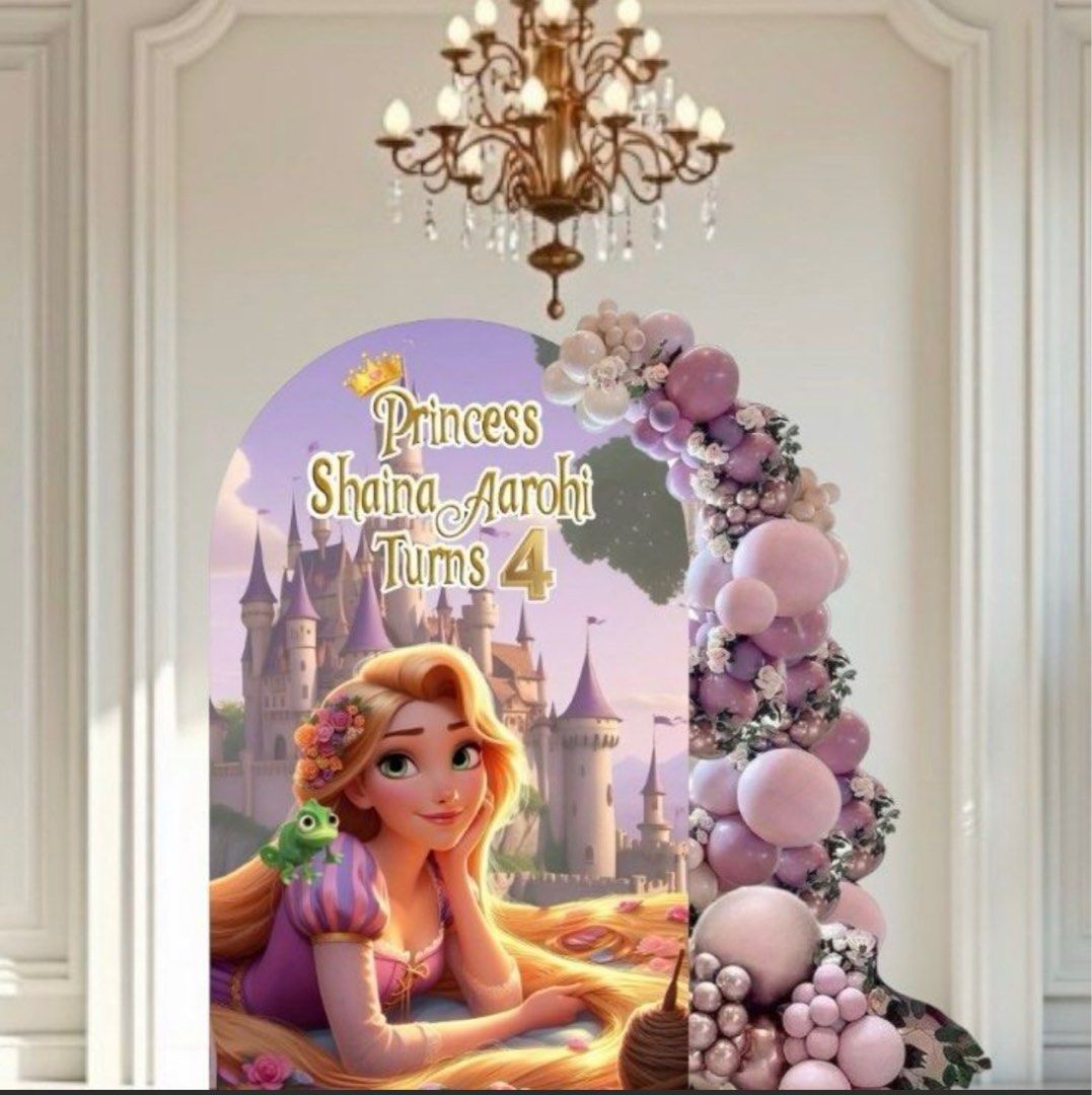 Fully customisable Disney princess Rapunzel themed party backdrop for ...