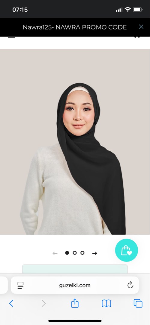 Guzel kl chiffon silk in ingky(black), Women's Fashion, Muslimah ...