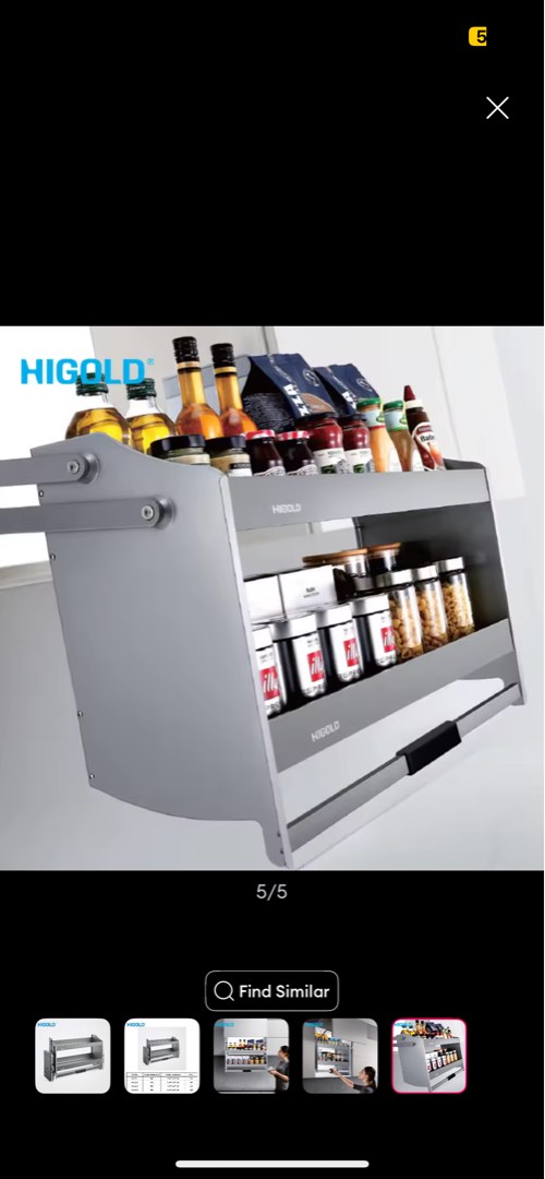 HIGOLD Lift Up/Down Kitchen High Cabinet Storage Basket, Furniture ...
