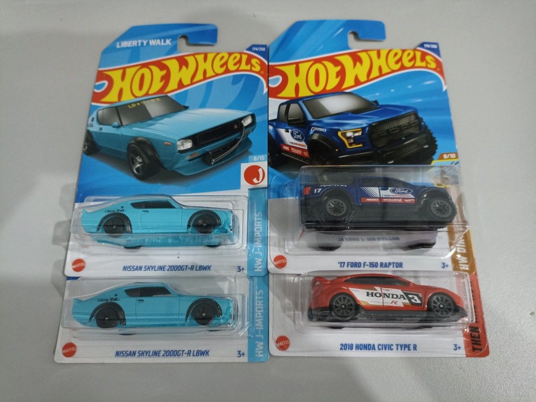 HOTWHEELS FORD F-150 RAPTOR HONDA CIVIC TYPE R NISSAN SKYLINE LBWK ...
