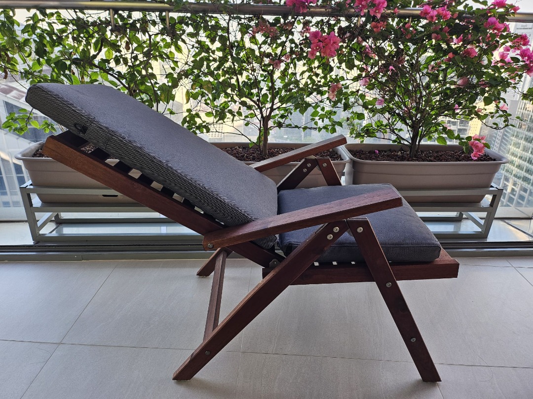 IKEA Applaro solid wood reclining outdoor lounge chair, Furniture ...