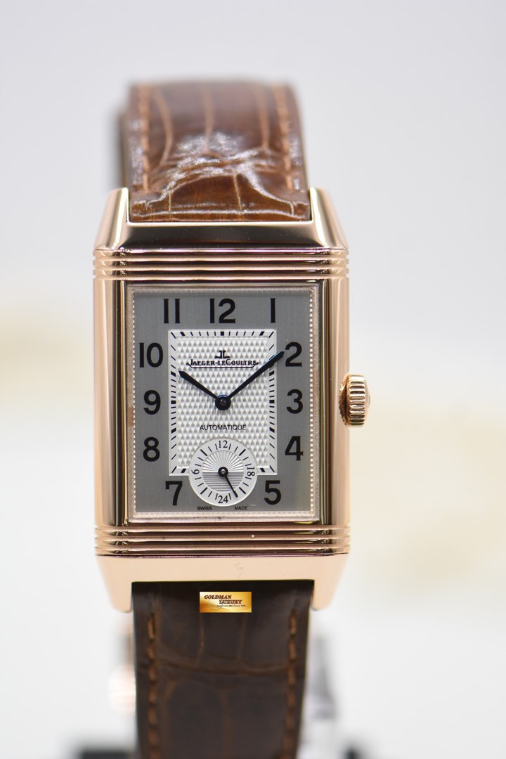 JAEGER Le-COULTRE REVERSO DUOFACE HOMETIME ROSE GOLD IN LEATHER STRAP ...