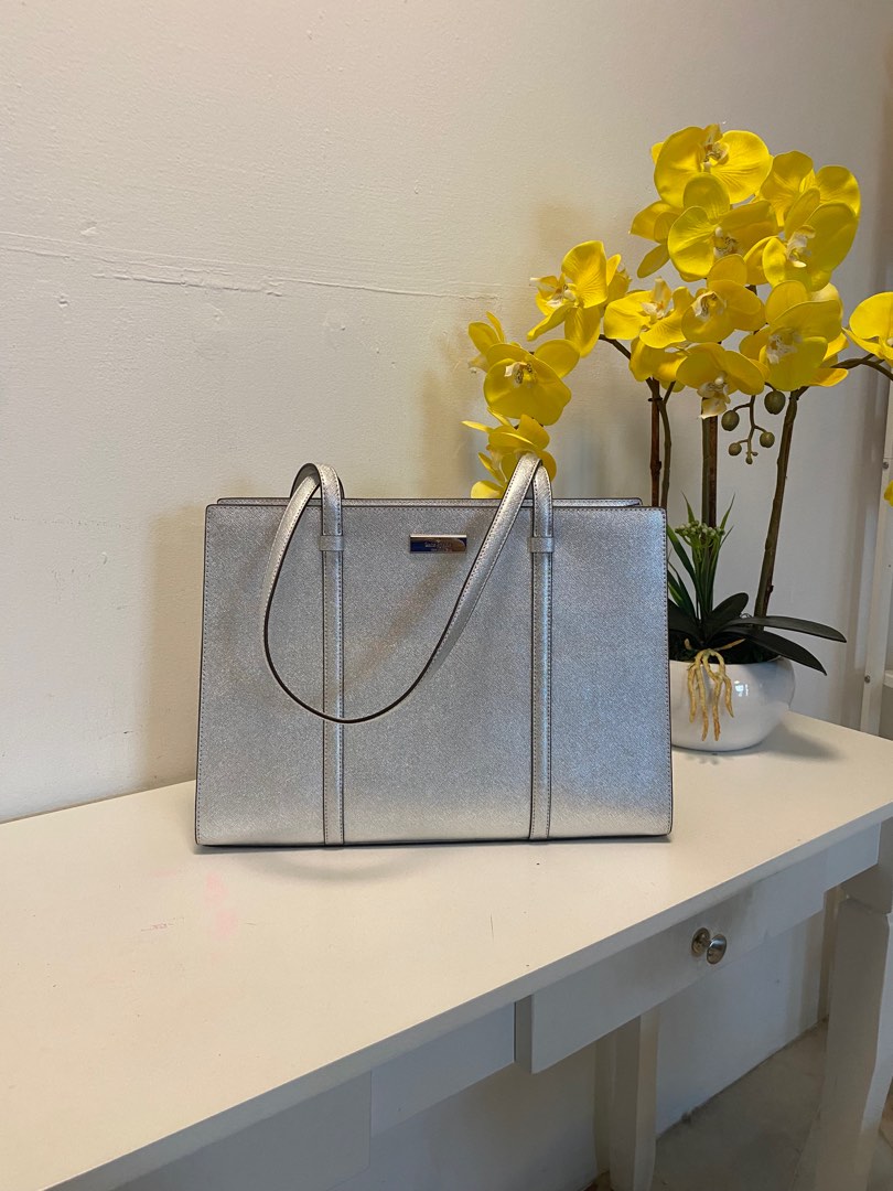 Kate Spade Kenzie Metallic Large Tote in Lunar Light, Luxury, Bags ...