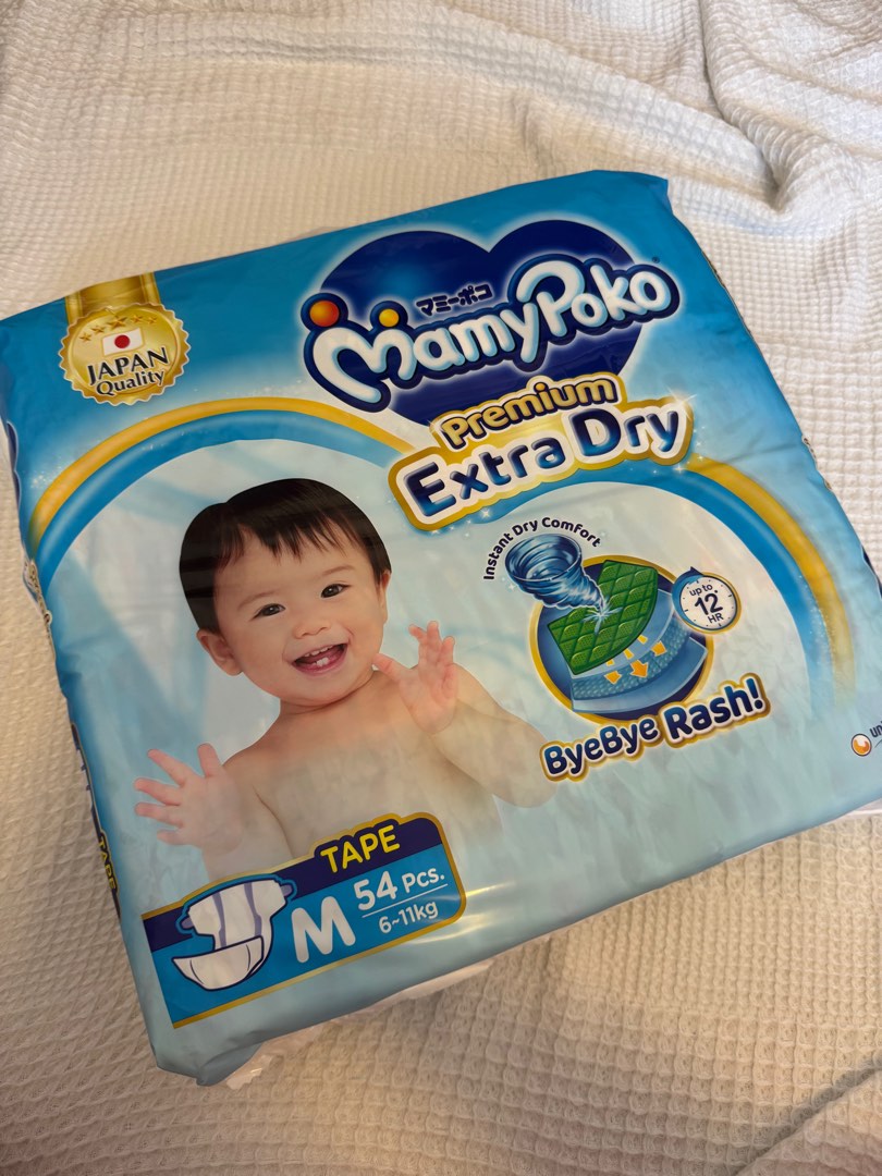 MamyPoko Premium Extra Dry Diapers Tape M, Babies & Kids, Bathing ...
