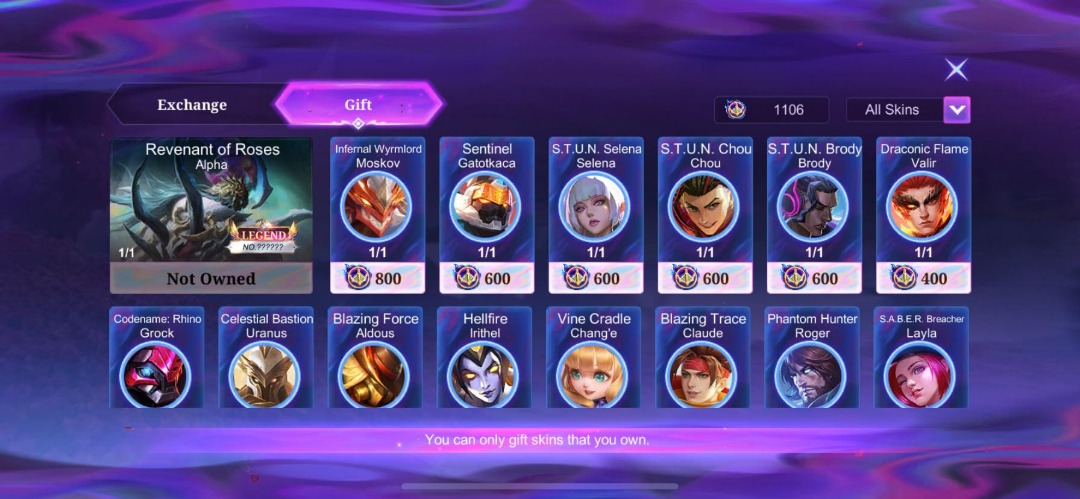 MOBILE LEGEND SKINS VIA GIFT ALL STAR MOSKOV AND MORE, Video Gaming ...