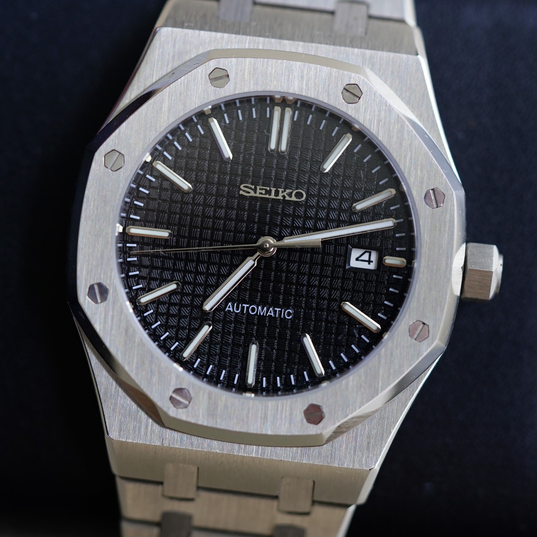[MOD] SEIKO WATCH MOD AP Black Royal Oak Mod 41mm, Men's Fashion ...