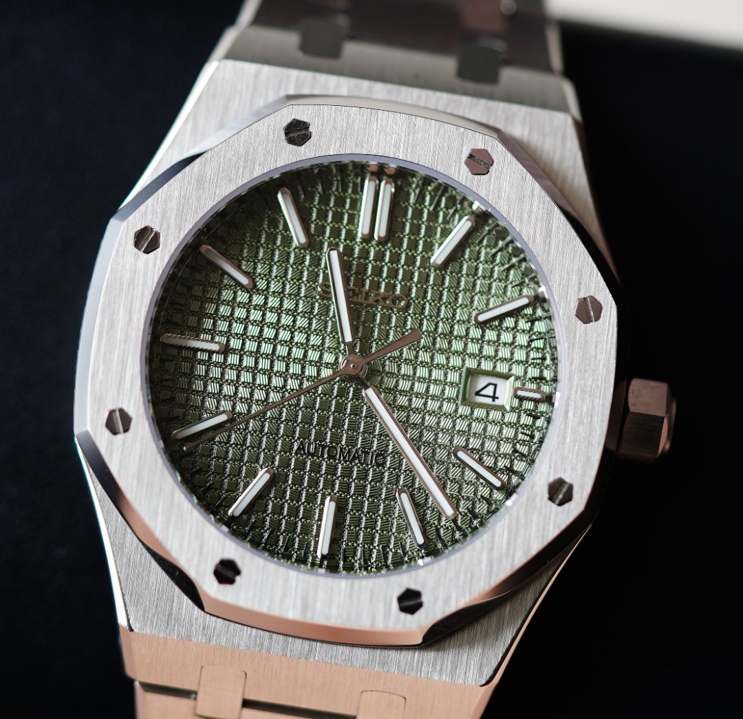 [MOD] SEIKO WATCH MOD AP Swamp Green Royal Oak Mod 41mm, Men's Fashion ...