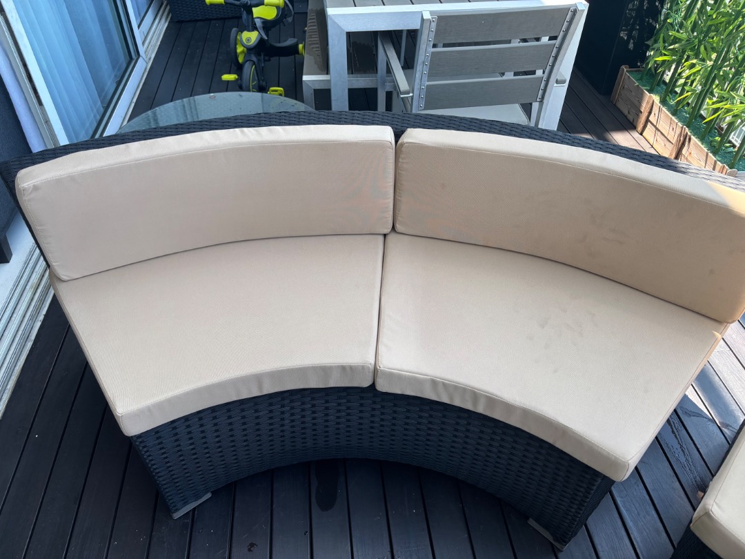 Outdoor curve sofa rattan 2/3 seater with cushions, Furniture & Home ...