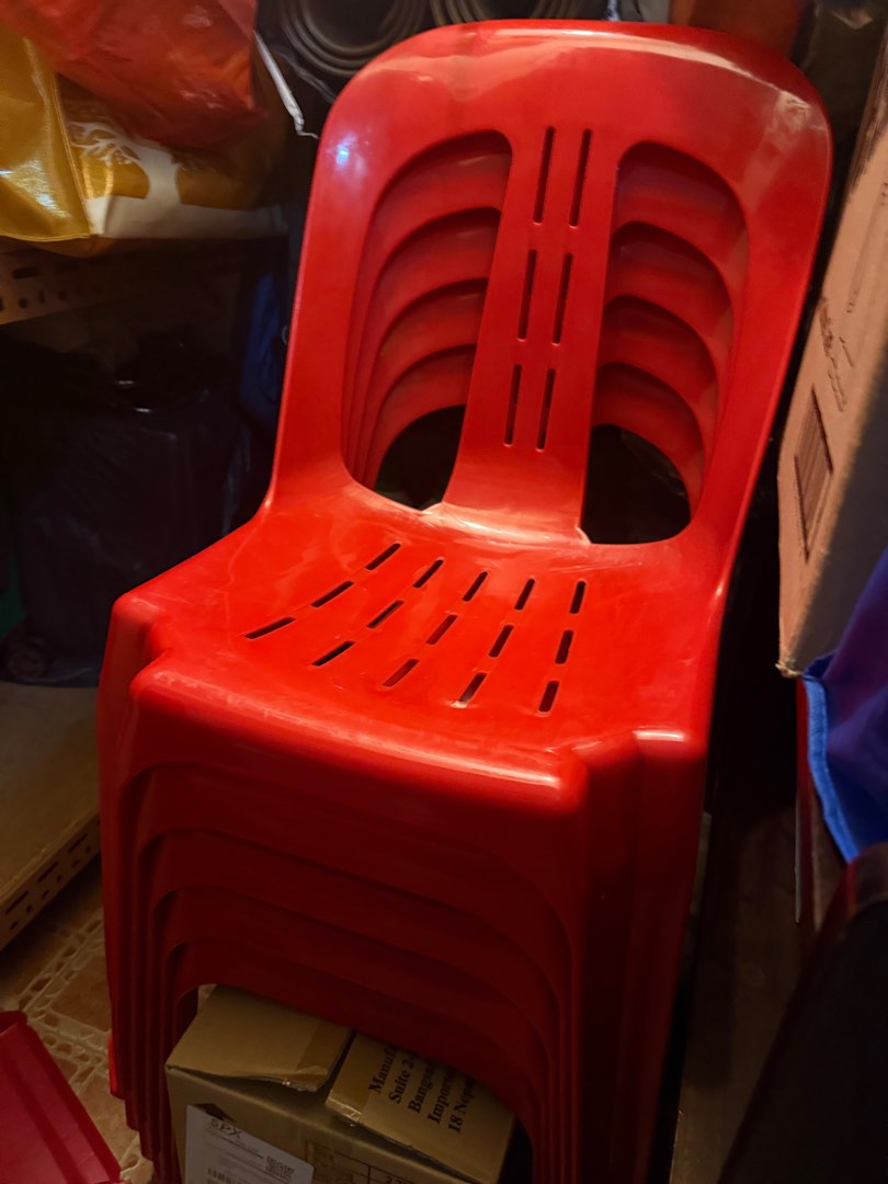 Plastic chair Red, Furniture & Home Living, Furniture, Chairs on Carousell