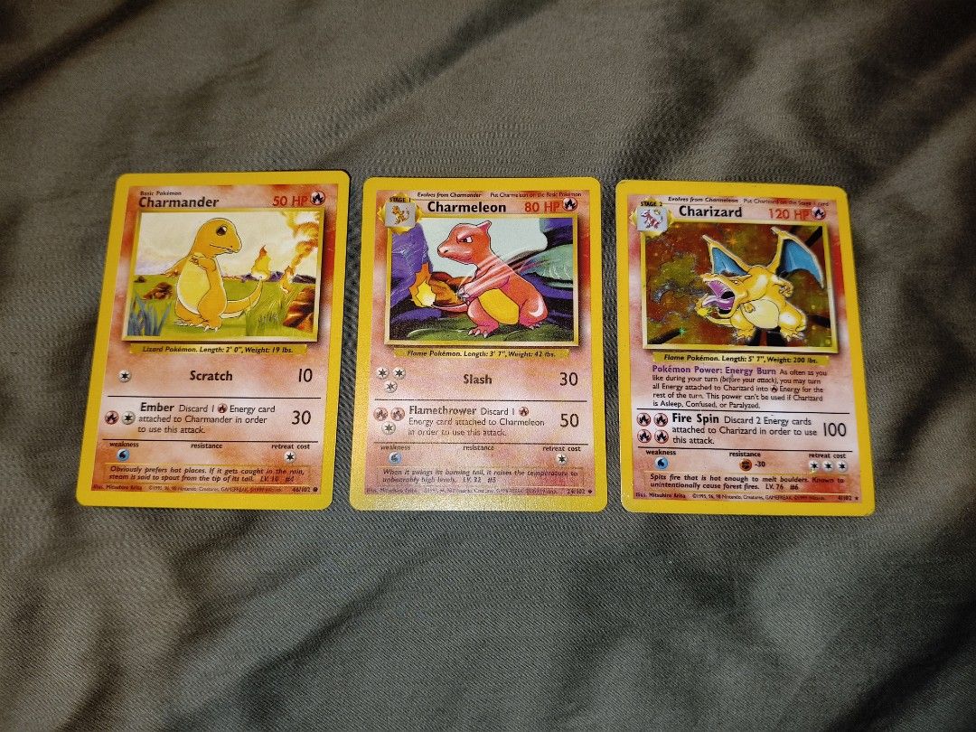 Pokemon base set Charizard holo full evolution line Charmander ...