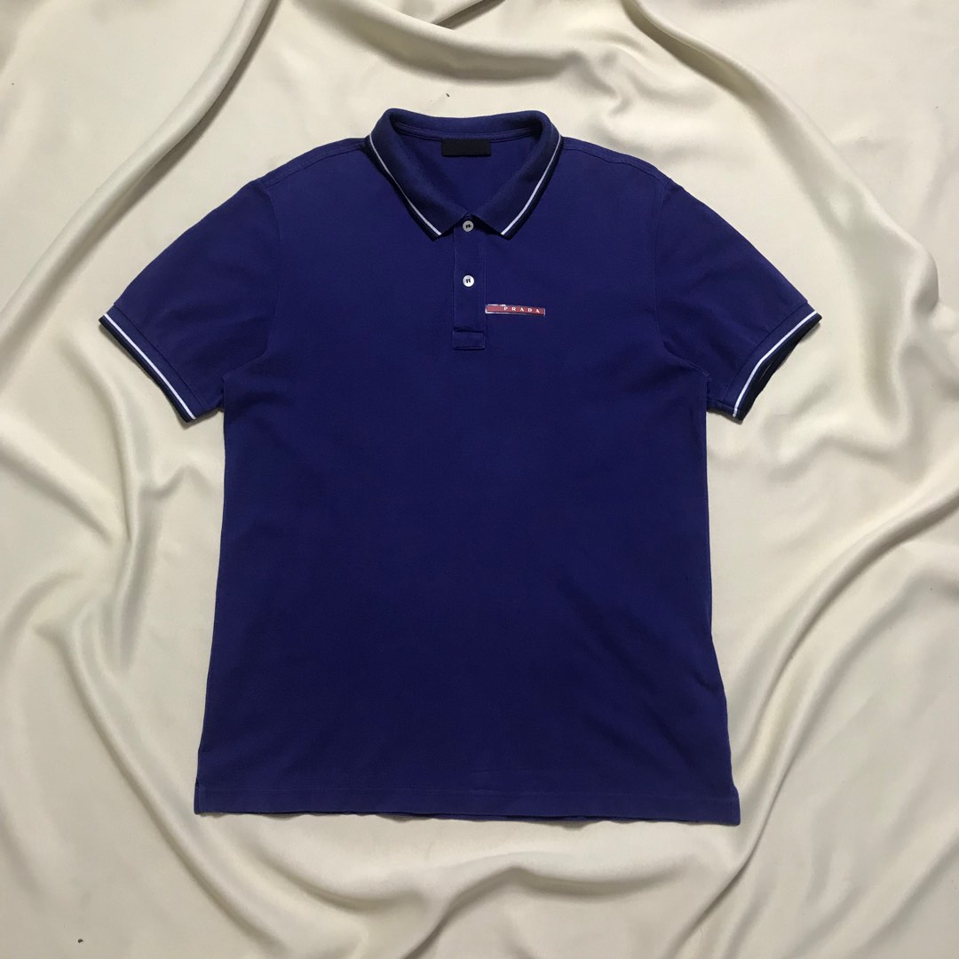 Prada Red Tab Polo Shirt, Luxury, Apparel on Carousell