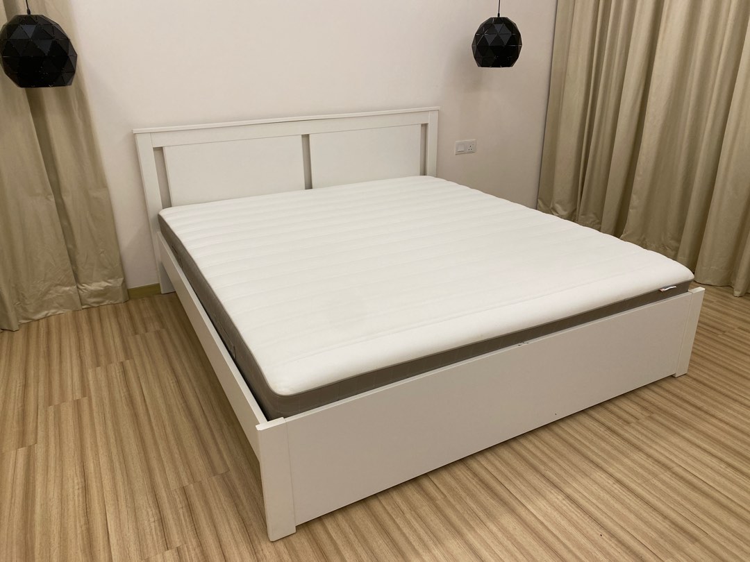 (Urgent sale) Preloved IKEA Songesand Bed Frame + Hamarvik Mattress (King Size 180x200 ...