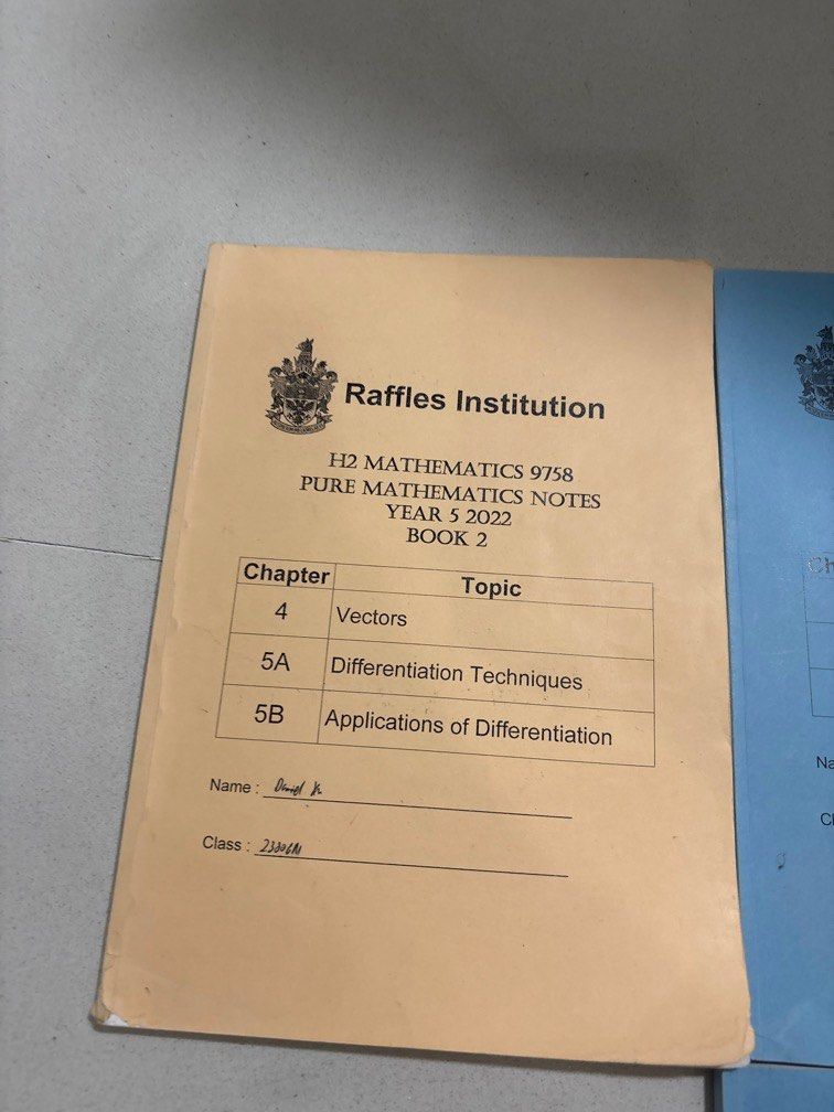 raffles institution JC AY 2022-2023 h2 math notes full set (excl ...