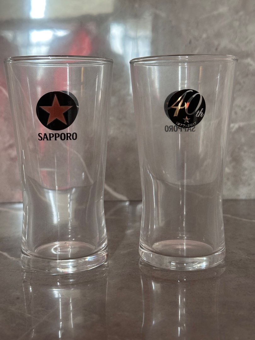Sapporo yebisu suntory beer glass, 傢俬＆家居, 廚具和餐具, 廚水杯、水壺 - Carousell