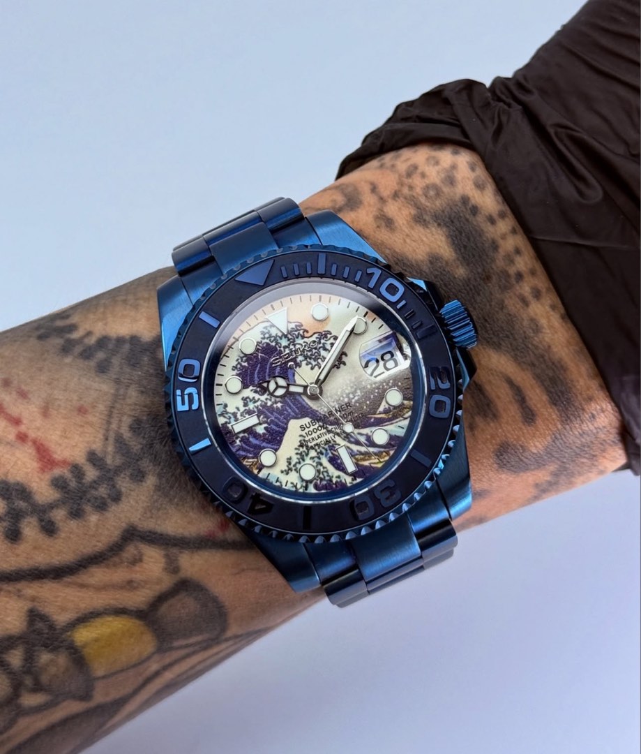 Seiko Mod Blue Kanagawa Wave Sub, Men's Fashion, Watches & Accessories ...