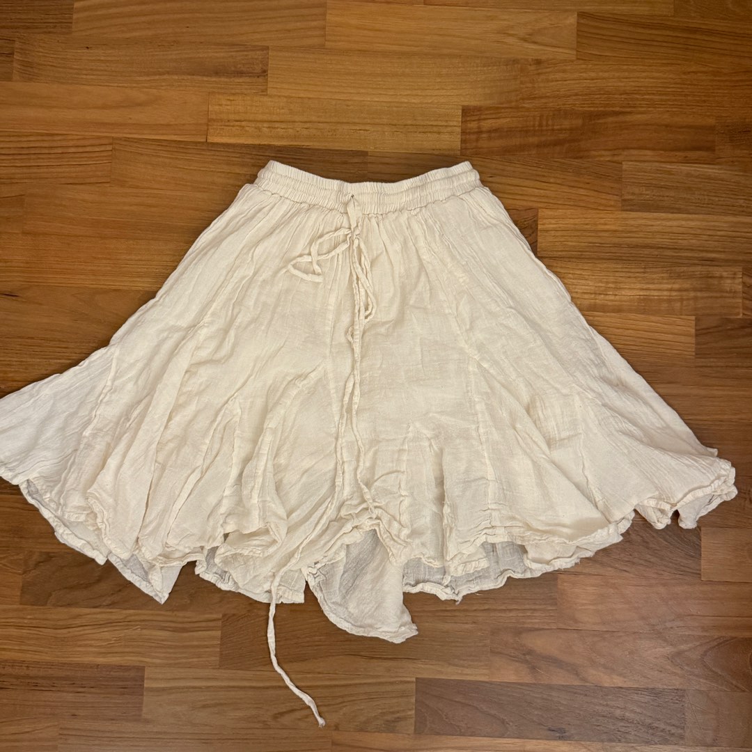 white flowy frilly ribbon mini skirt coquette vintage thrifted, Women's ...