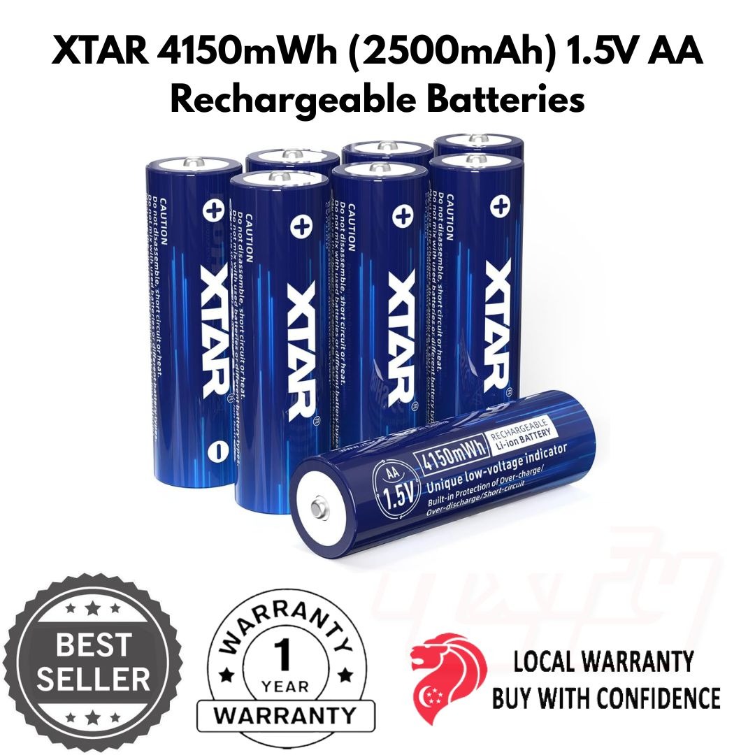 XTAR 4150mWh (2500mAh) 1.5V AA Rechargeable Batteries: Li-ion, Toy Cars ...
