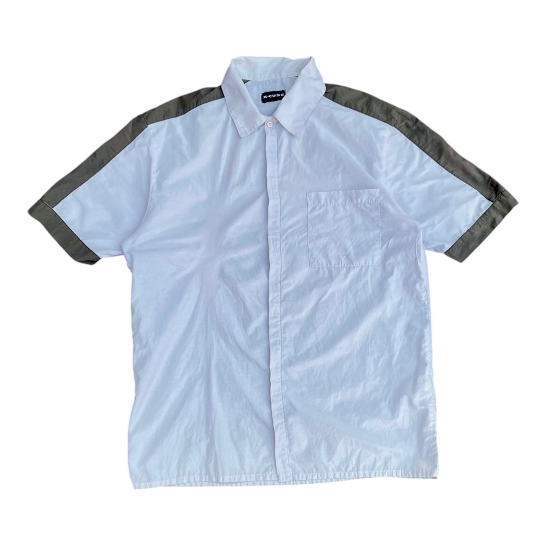 Y2K Two Tone Nylon Button Down Polo X-Cuse, Men's Fashion, Tops & Sets ...