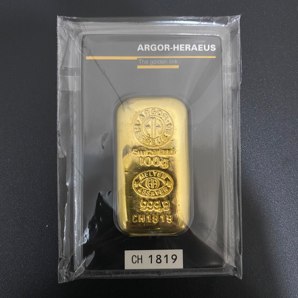 Argor Heraeus 100 grams Gold Bar, Hobbies & Toys, Memorabilia ...