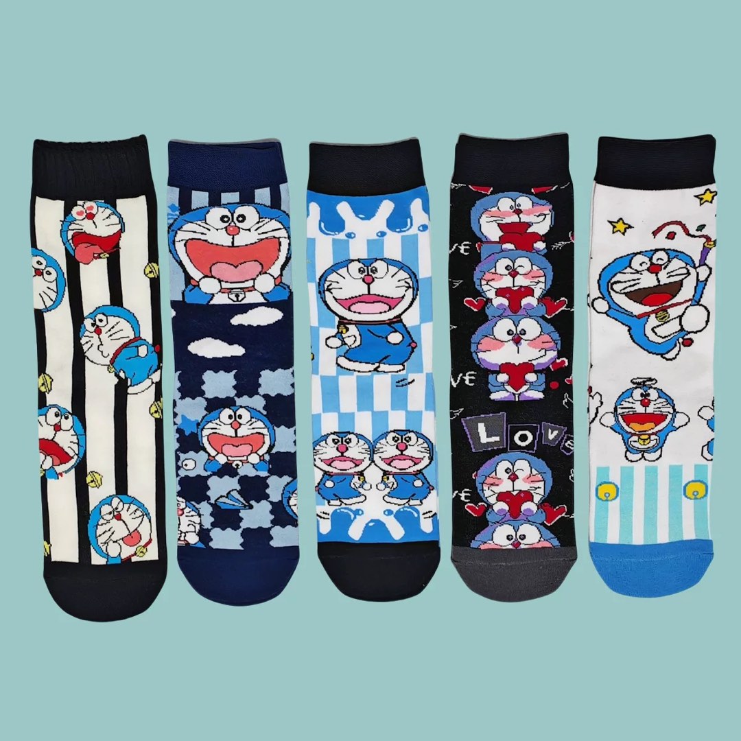 叮噹 socks 長襪 中筒襪 套裝 Doraemon 多啦a夢 實用 日用品 生日禮物 送禮 卡通襪子, 女裝, 手錶及配件, 襪褲襪 ...
