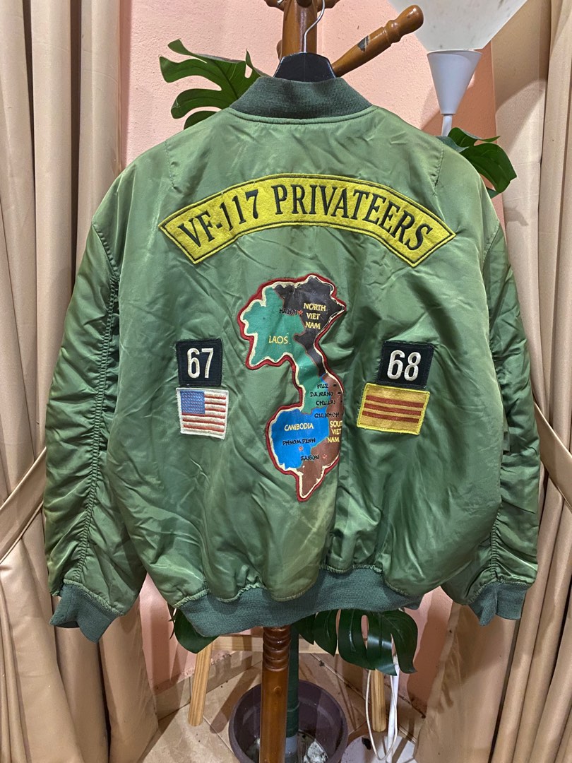 Avirex LTD VF-117 Privateers Vietnam Map Souvenir MA-1 Bomber Jacket ...