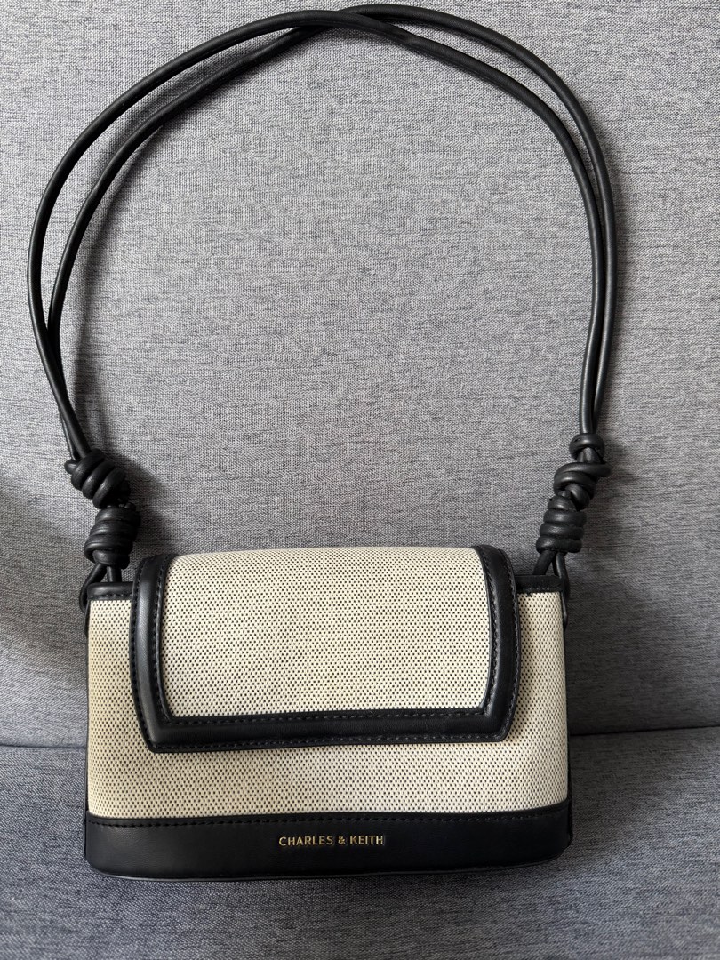 Charles & Keith Sabrina Canvas Knotted Strap Bag in Black, Women's ...