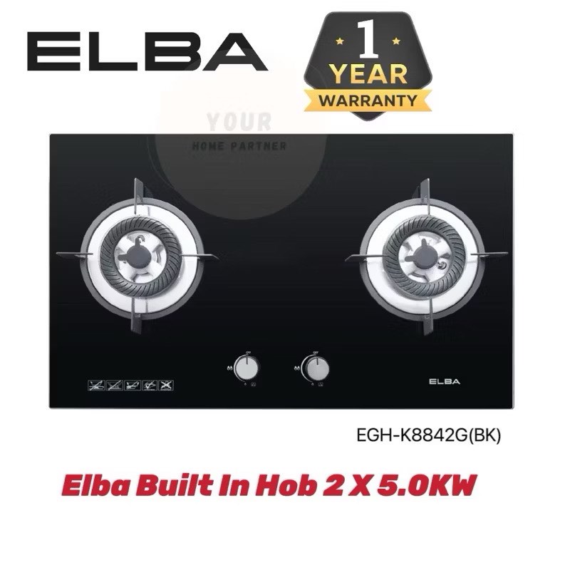 ELBA 2 Burner Built-In Hob (BLACK) EGH-K8842G(BK), TV & Home Appliances ...