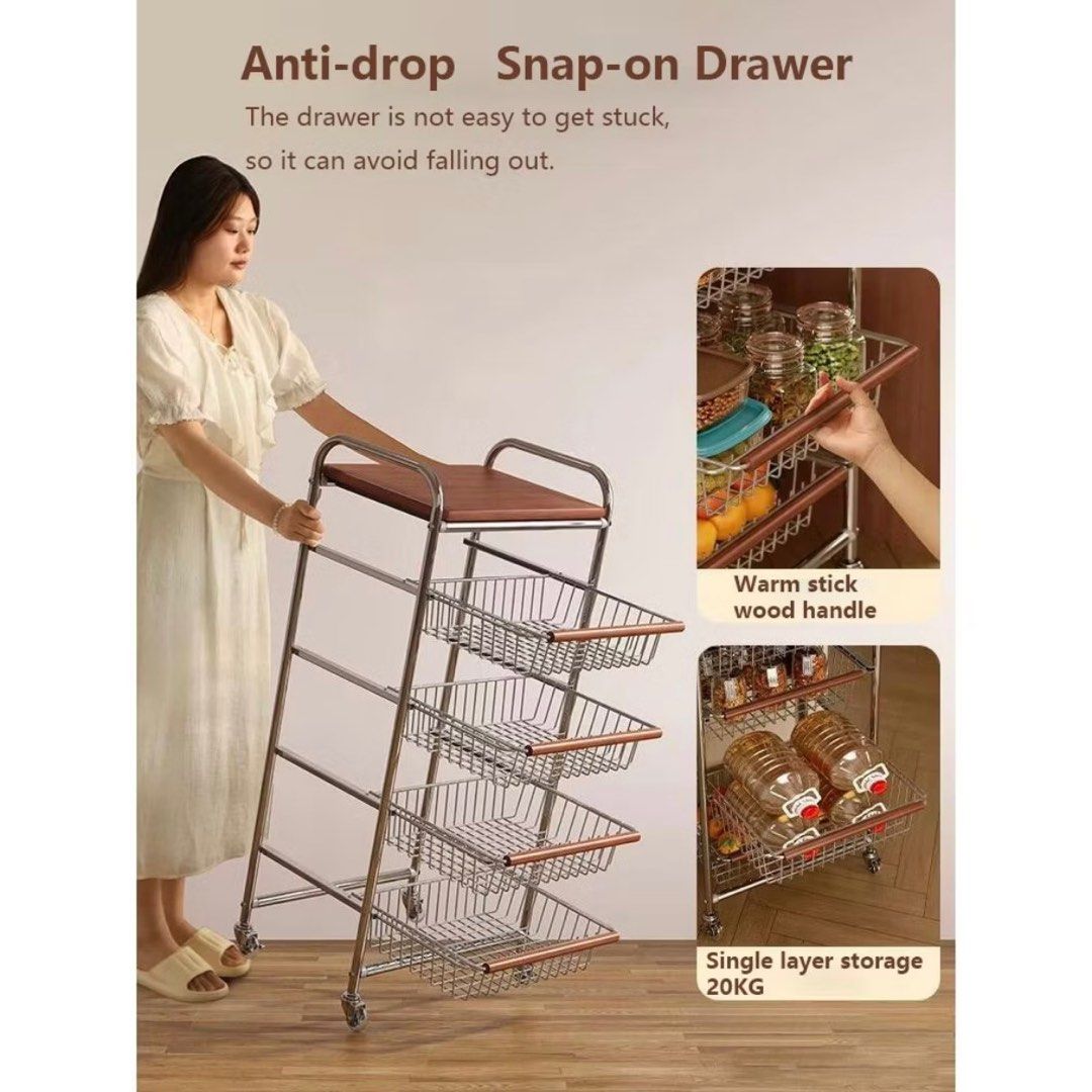 Industrial 5 Tier Shelf | Kitchen Trolley With Wheels | Snack Organizer ...