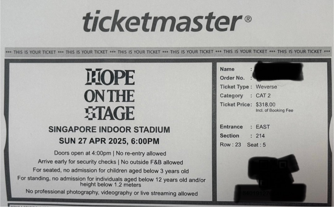 J Hope Ticket to sell ( Selling hope for Myanmar Earthquake Victims ...