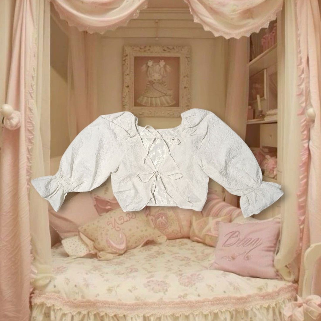 milky white bolero crop cardigan coquette, cottagore core, fairycore ...