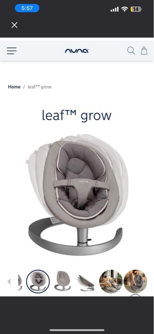 Nuna Leaf Grow Rocker/Bouncer/Lounge Chair, Babies & Kids, Baby Nursery ...