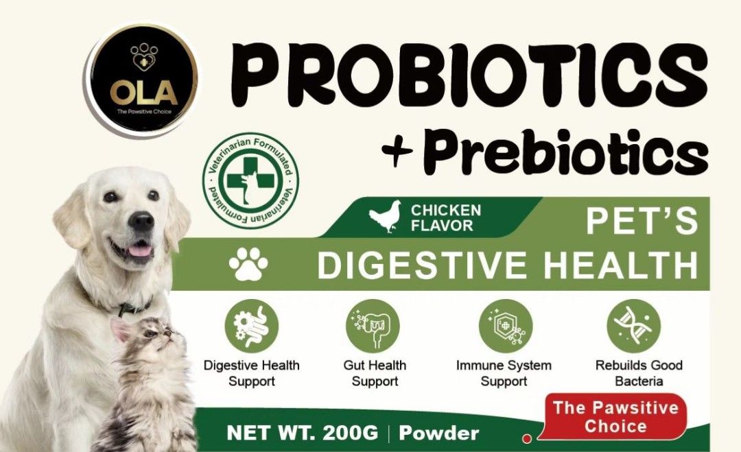 OLA Probiotics + Prebiotics for Cats & Dogs | Chicken Flavor | Gut ...