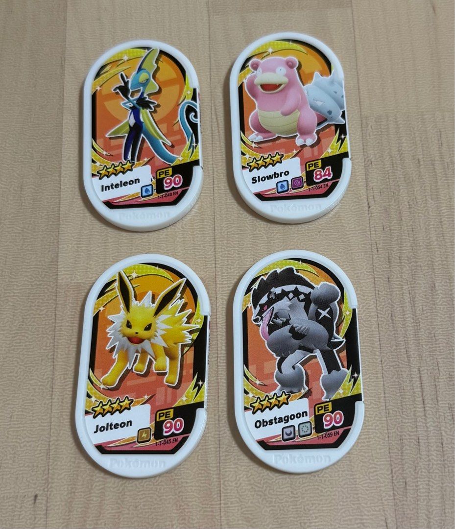 Pokemon Mezastar 4 Star Chips Slowbro Jolteon Inteleon Obstagoon ...