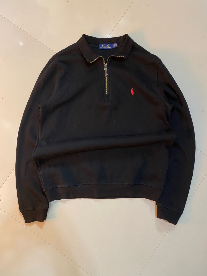 Ralph Lauren Quarter Zip Gold Tag Black and red Pony, Men's Fashion ...