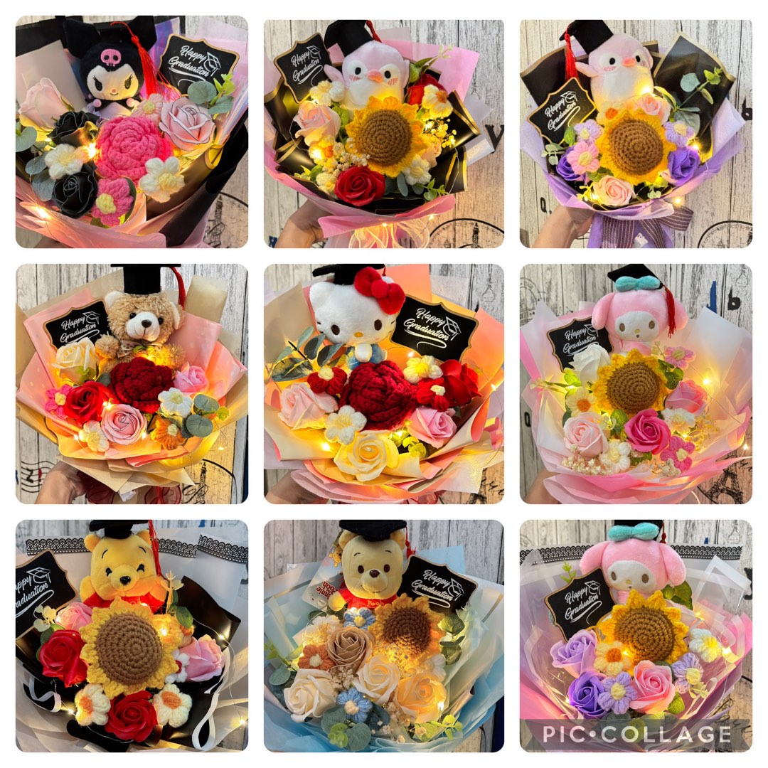 Ready stock - Graduation Bouquet - Lasting knitted crochet & soap ...