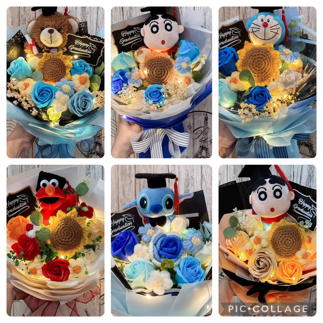 Ready stock - Graduation Bouquet - Lasting knitted crochet & soap ...