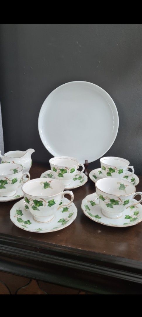 Set of 5 Colclough England Bone China cups saucers, 1 serving plate ...