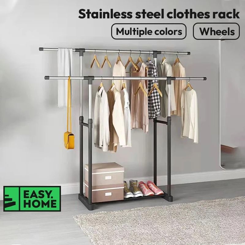 [SG Stock] Adjustable Single & Double Pole Stainless Steel Stand ...
