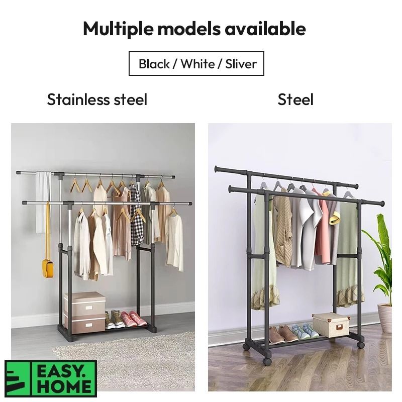 [SG Stock] Adjustable Single & Double Pole Stainless Steel Stand ...