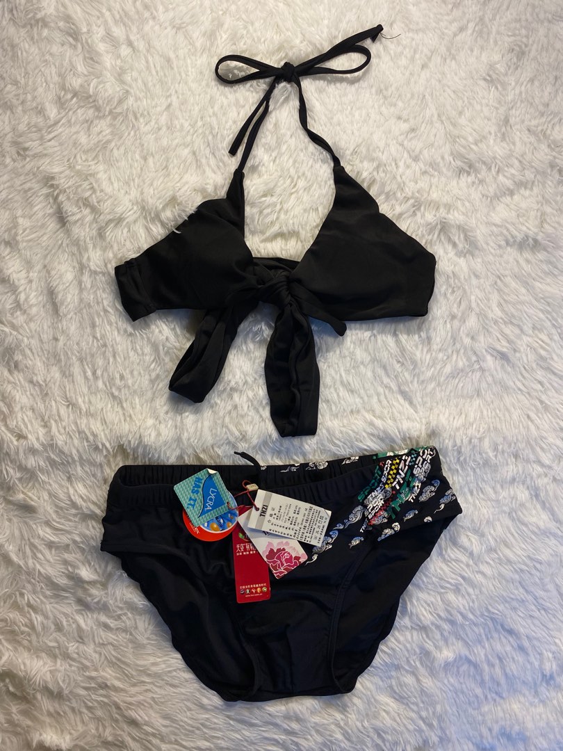 tnzi brand two piece halter top swimsuit (self tie sa front & part ng ...