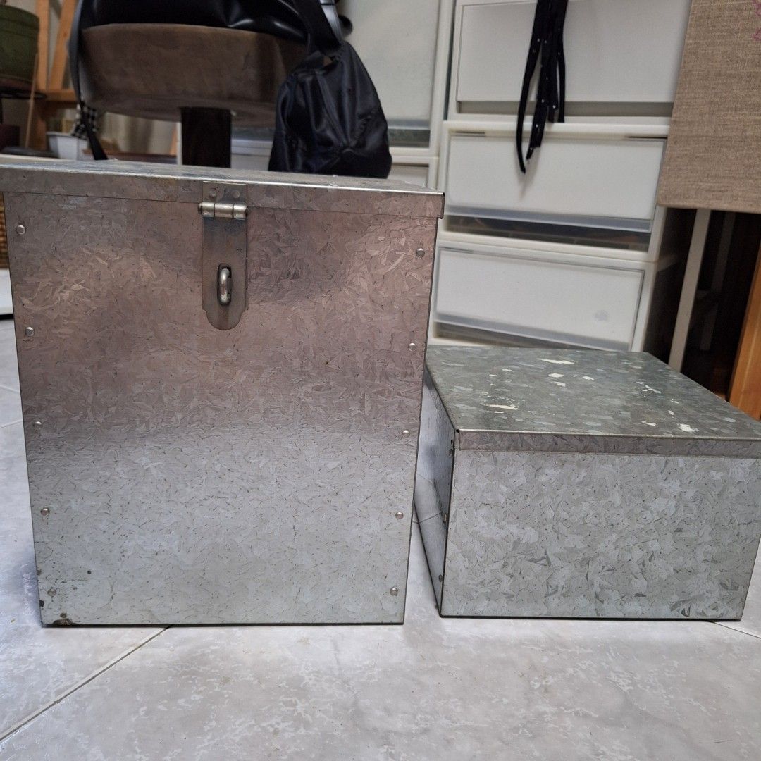 Used Muji Galvanised Tin boxes, Furniture & Home Living, Home ...