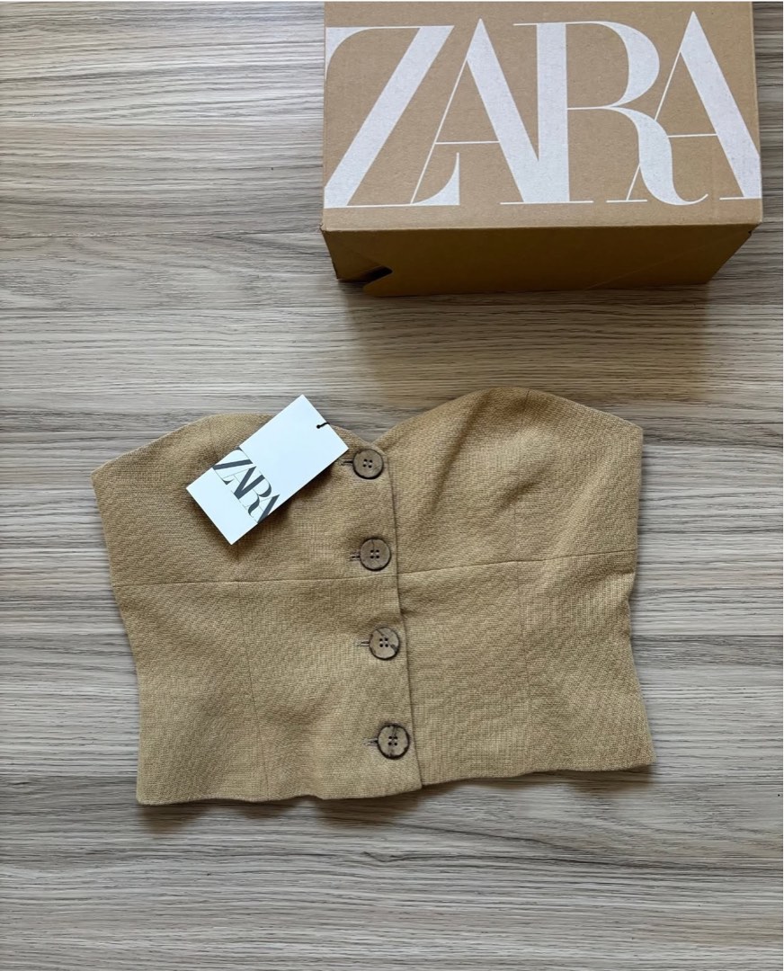 Zara Linen Tube Top, Women's Fashion, Tops, Others Tops on Carousell
