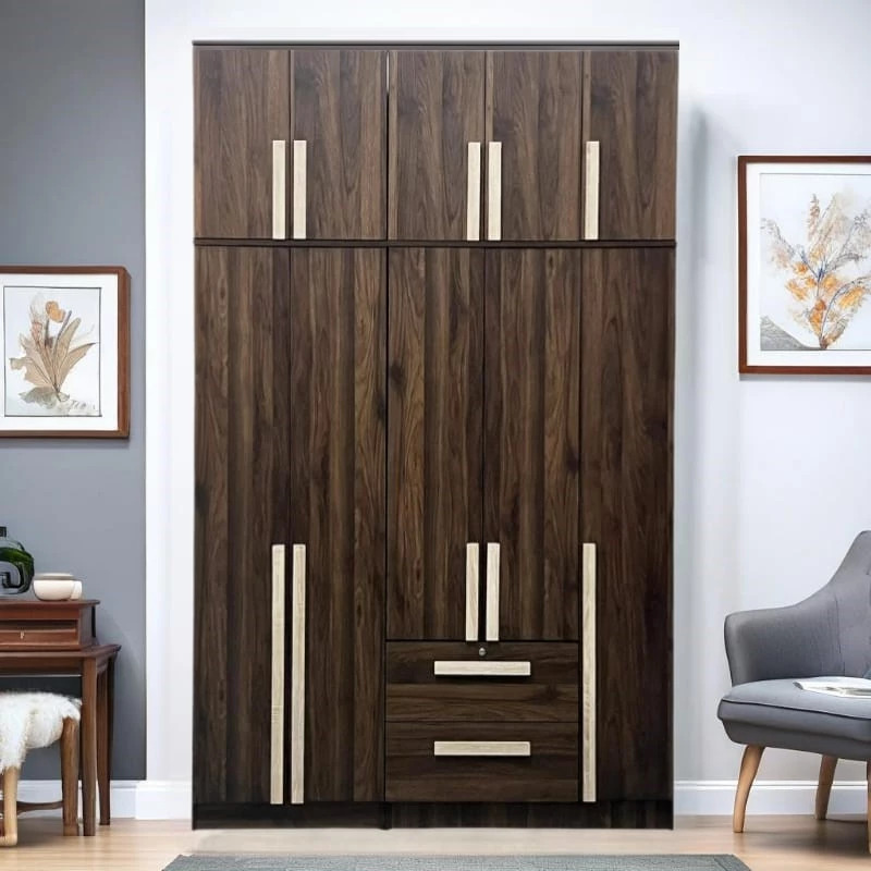 10 Doors Wardrobe Cupboard Cabinet with Top Compartment Storage and ...